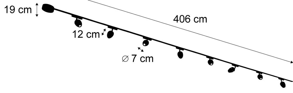 Moderní kolejnicový systém s 8 černými bodovými světly jednofázový - Magnetic Eggy