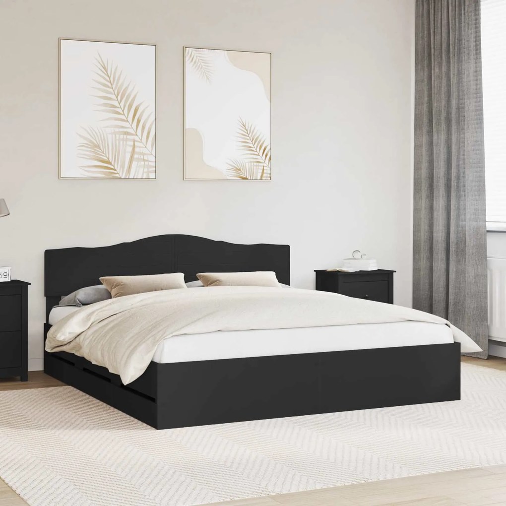 Rám postele se zásuvkou Černá 200 x 200 cm Inženýrské dřevo 3412971