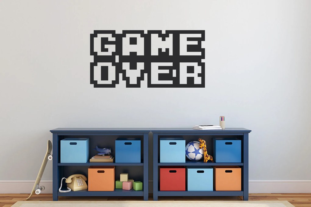 Lepy.cz Samolepka na zeď Game over Velikost (šířka x výška): 25x12cm, Barevná varianta: Bílá