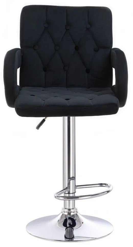 LuxuryForm DESIGN Barová židle BOSTON VELUR na stříbrné kulaté podstavě - černá