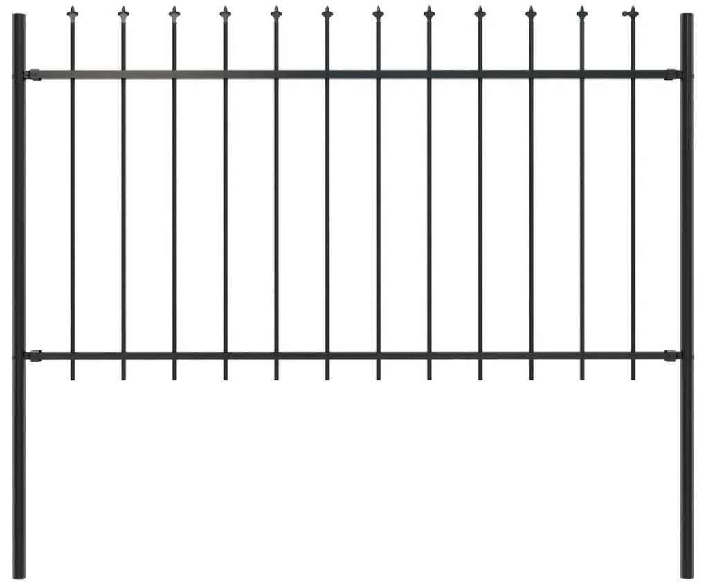 vidaXL Zahradní plot s hroty ocelový 1,7 x 1 m černý