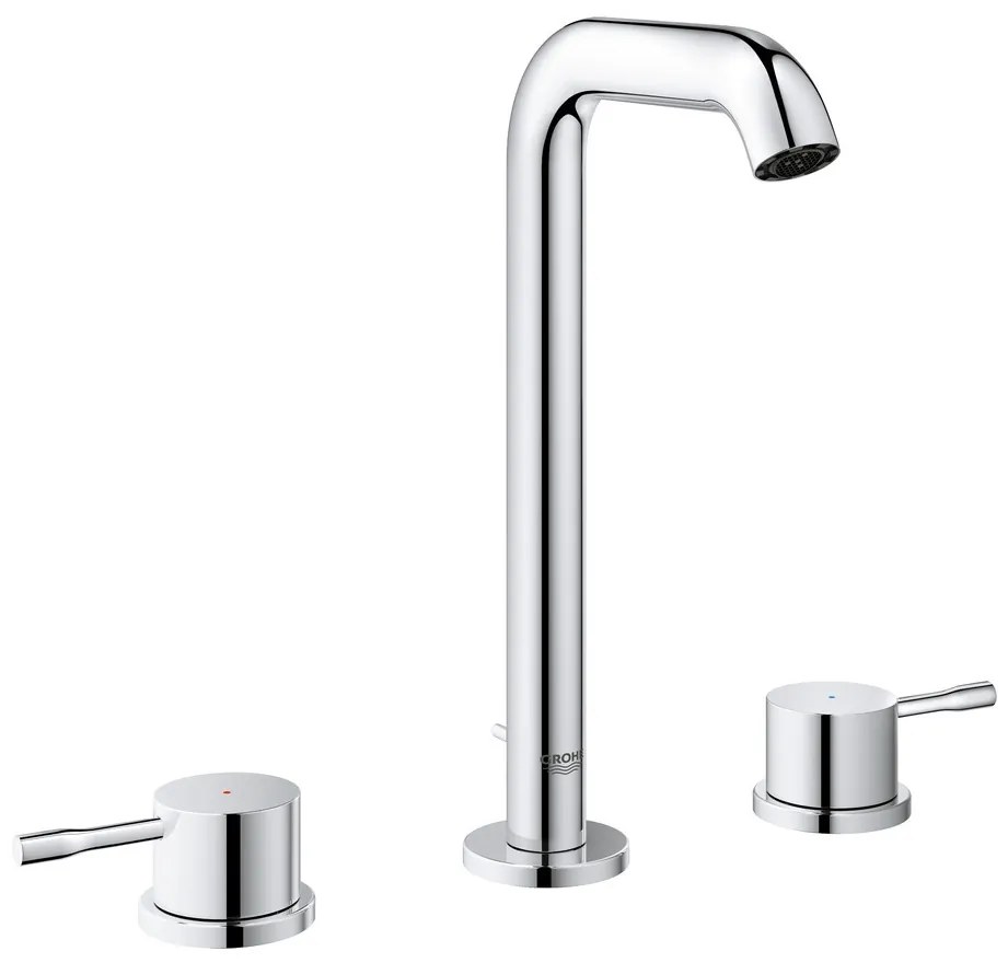 Grohe Essence New - kohoutková umyvadlová baterie tříotvorová s odtokovou garniturou, chrom 20299001