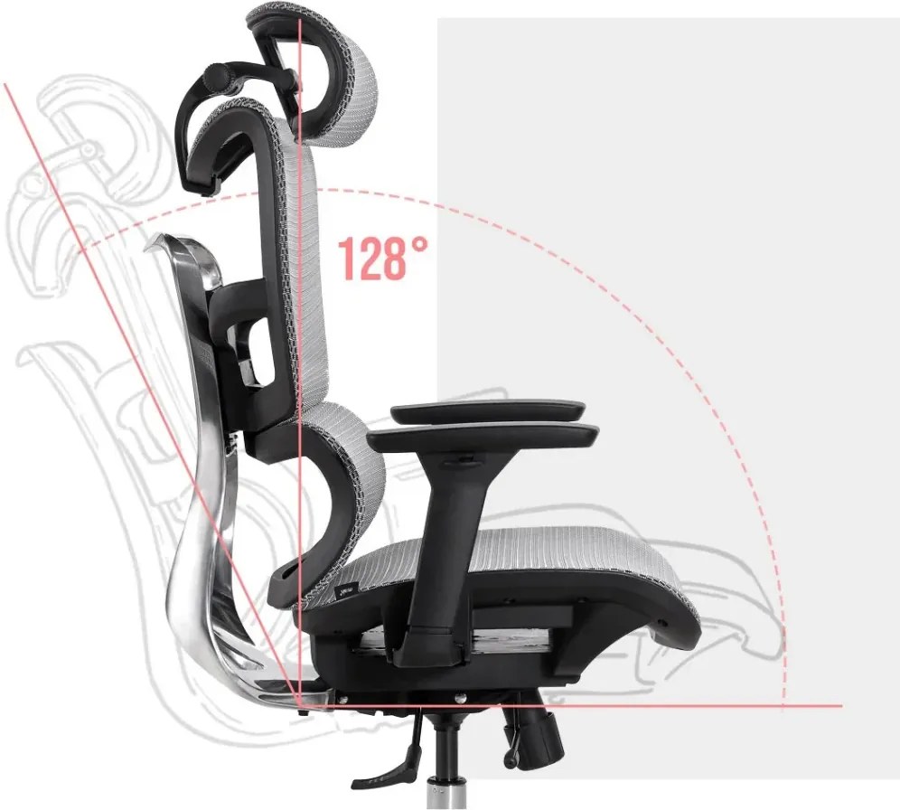 Ergonomická síťovaná kancelářská židle MOSH Airflow 690 – černo-bílá