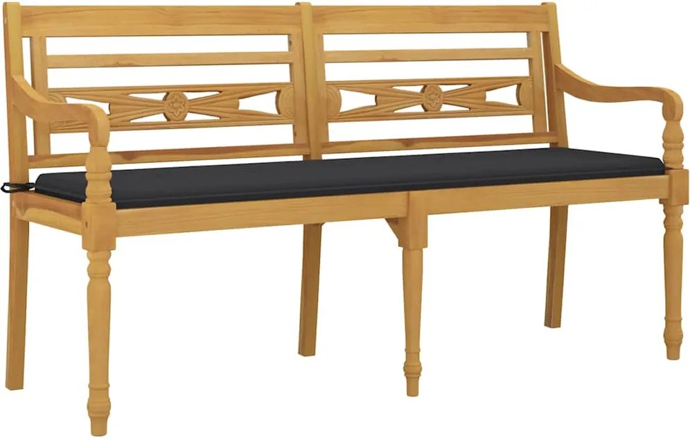 Lavice Batavia s antracitovou poduškou 150 cm masivní teak 3100826