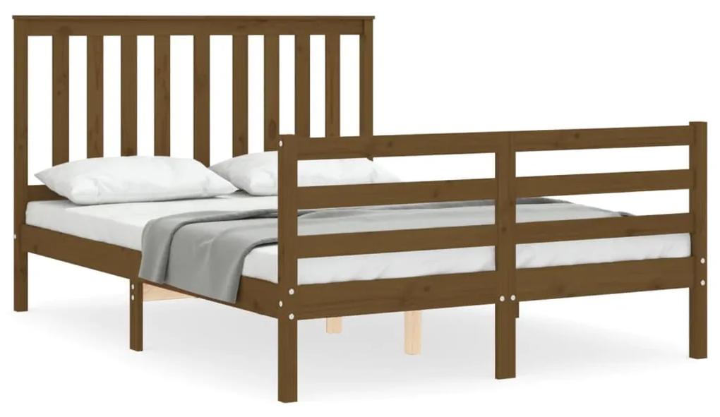 vidaXL Rám postele s čelem medově hnědý 140 x 200 cm masivní dřevo