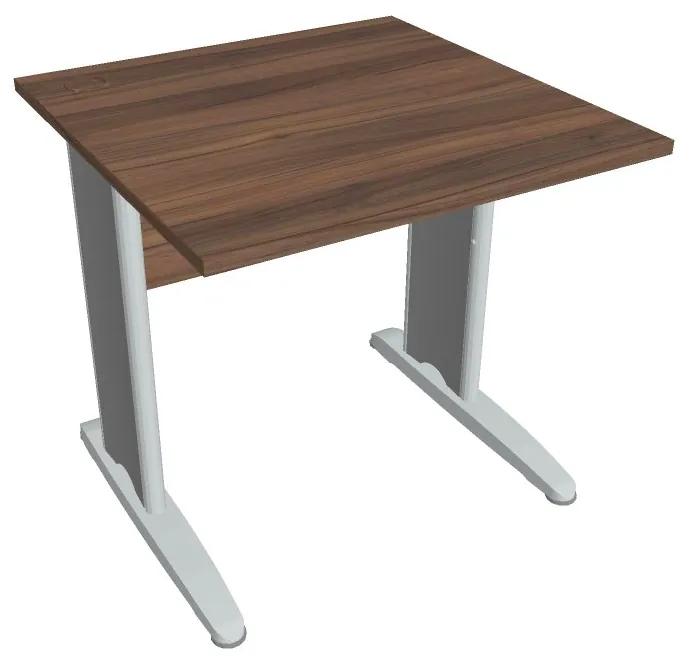 Stůl pracovní rovný 80 cm - Hobis Cross CS 800 Dekor stolové desky: ořech, Dekor lamino podnože: ořech, Barva nohou: Stříbrná