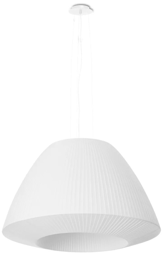 Závěsné svítidlo Bella, 1x bílé textilní stínítko, (bílé sklo), (fi 60 cm)