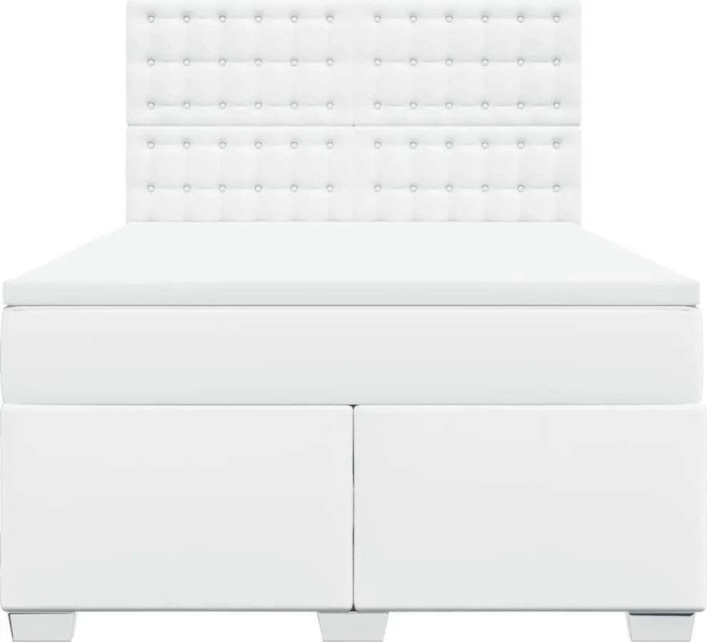 Box spring postel s matrací bílá 140 x 190 cm umělá kůže 3293021