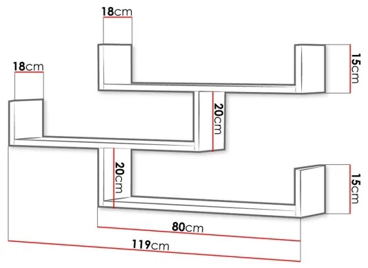 Nástěnná police TRIO 55x119 cm bílá