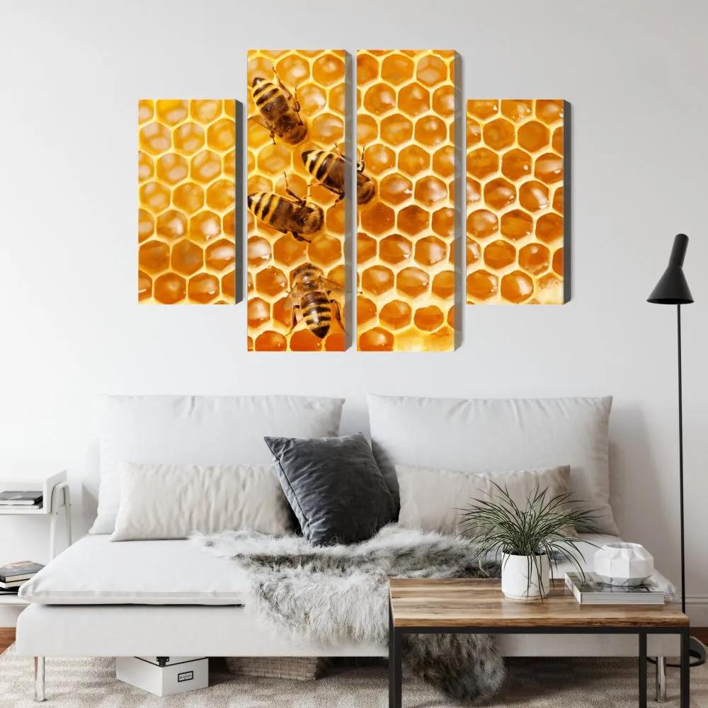 Vícedílný obraz Včely Na Plástev Nedostatek Nedostatek Přírodní plátno 80x60