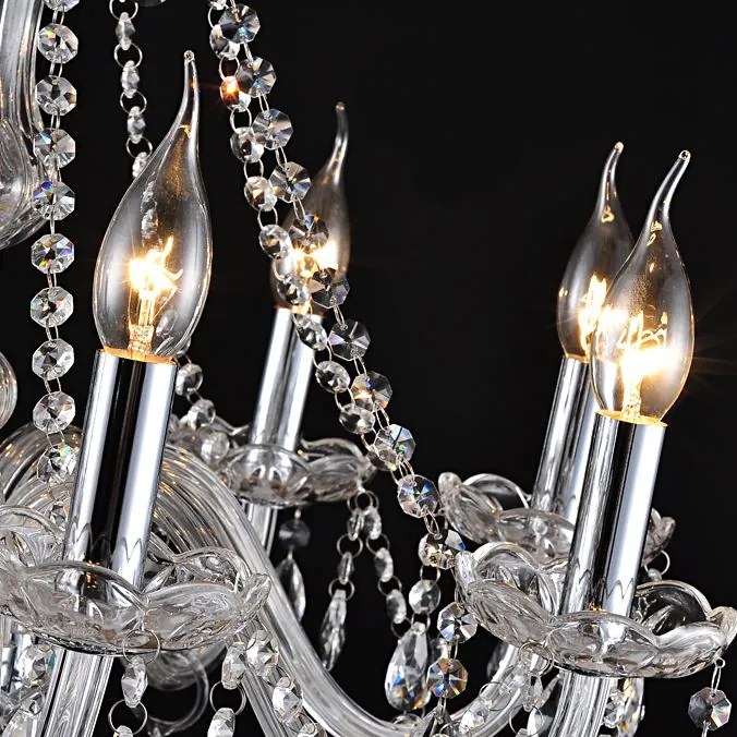 Toolight - Křišťálový závěsný lustr 8xE14 60W, stříbrná, OSW-04600
