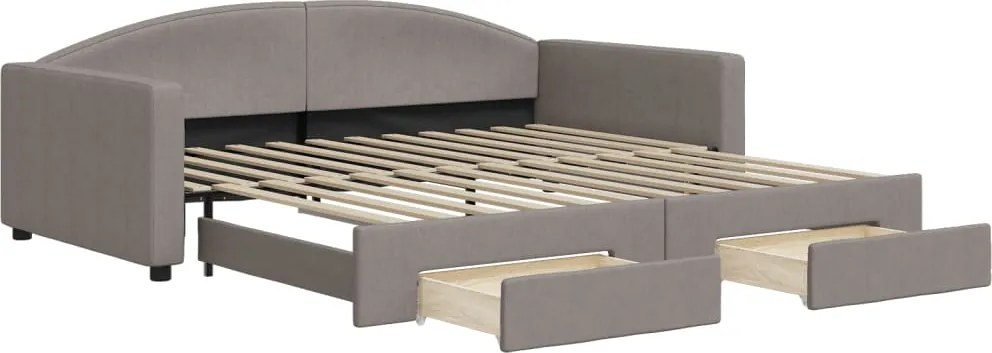 Válenda s přistýlkou a zásuvkami taupe 100 x 200 cm textil 3197232