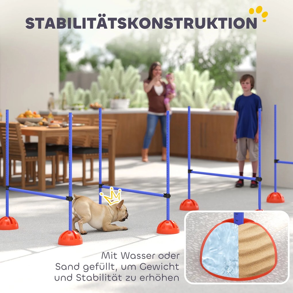 4dílná sada agility pro psy se 4 překážkami a přepravní taškou pro trénink skákání, modrá