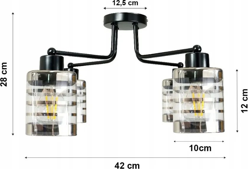 Závěsná lampa DRONE 4xE27 - SKLENĚNÁ KRYSTA