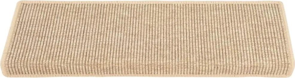Schodové rohože 15 ks 65 x 21 x 4 cm světle béžové s obdélníkovým okrajem 326909