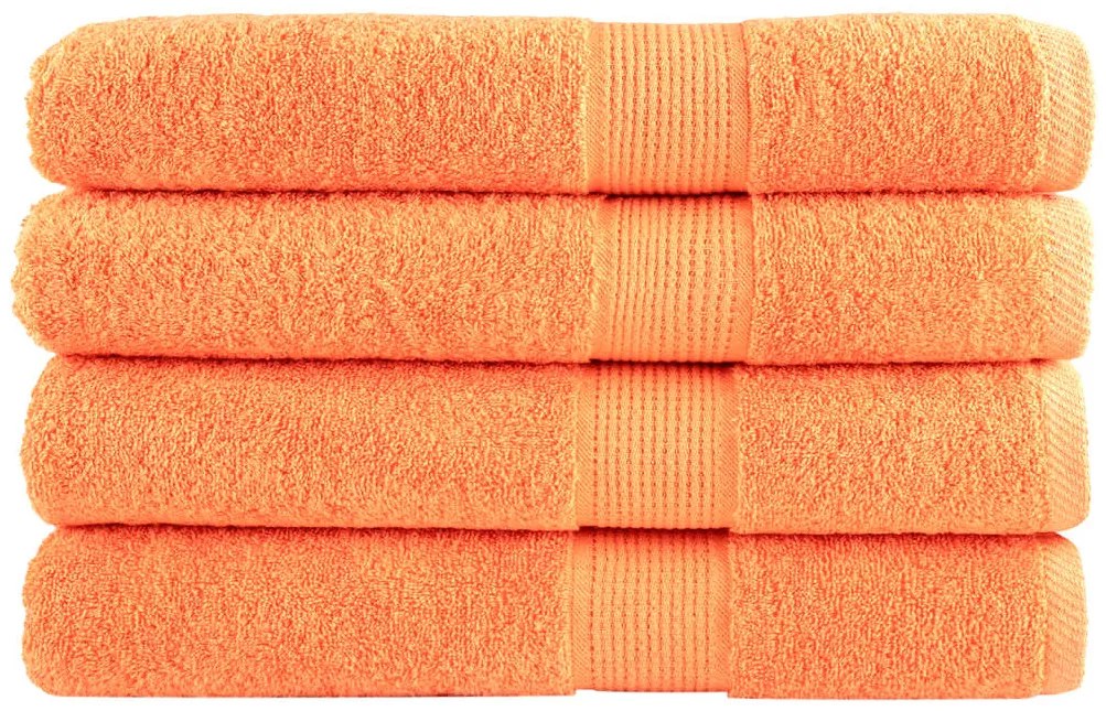 Premium ručníky SOLUND 4 ks oranžové 80 x 200 cm 600 g/m²
