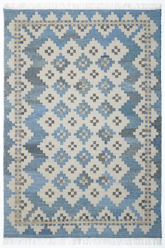 Diamond Carpets India, Ručně vázaný kusový koberec Casablanca DE 2255 Multi Colour, 200x290, modrá, chodba / předsíň