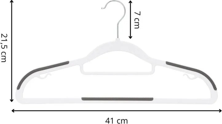 Plastová ramínka na oblečení 41 cm sada 20ks SPRINGOS HG0078 bílá