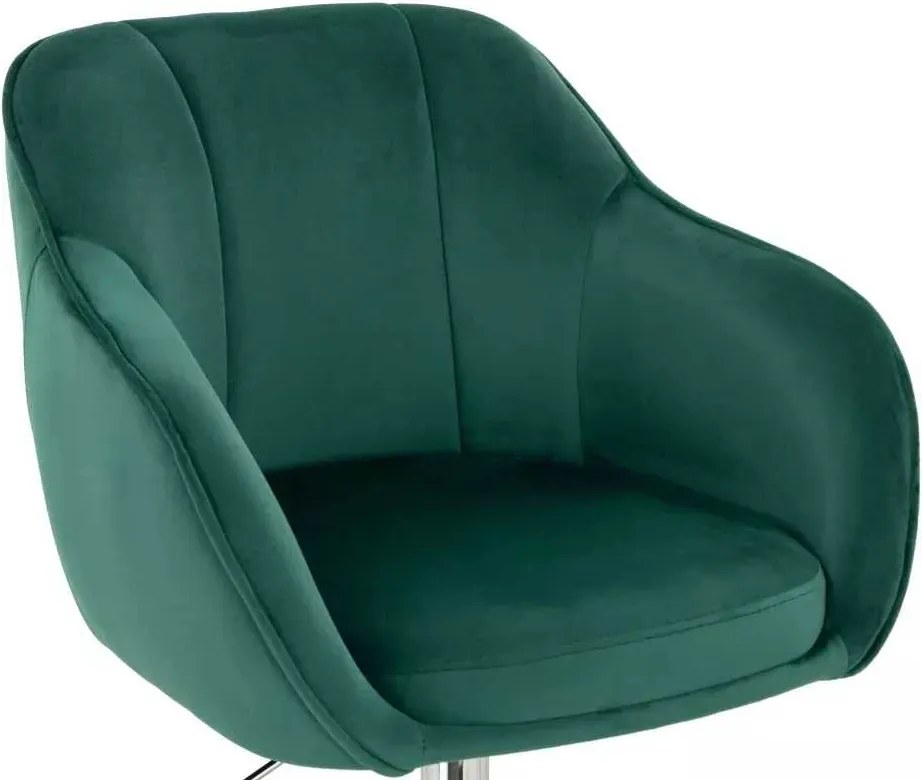 LuxuryForm DESIGN Otočná židle AVOLA VELUR na stříbrné podstavě s kolečky - zelená