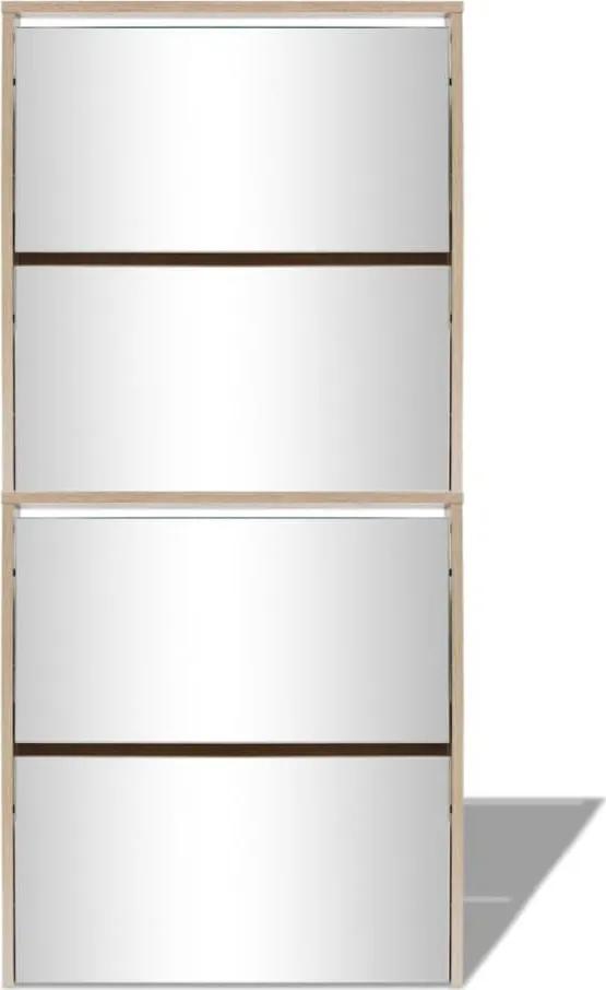 vidaXL Botník se zrcadlem 4patrový 63 x 17 x 134 cm [273935] Barva: Betonová šedá