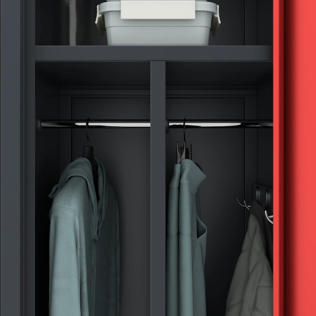 Šatní skříň 4dílná, antracit/červená, 800x1800x500 mm: KACPER