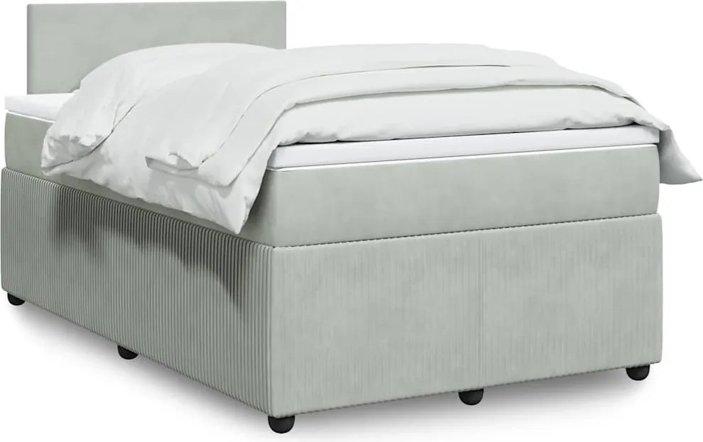 Box spring postel s matrací světle šedá 120 x 200 cm samet 3290004