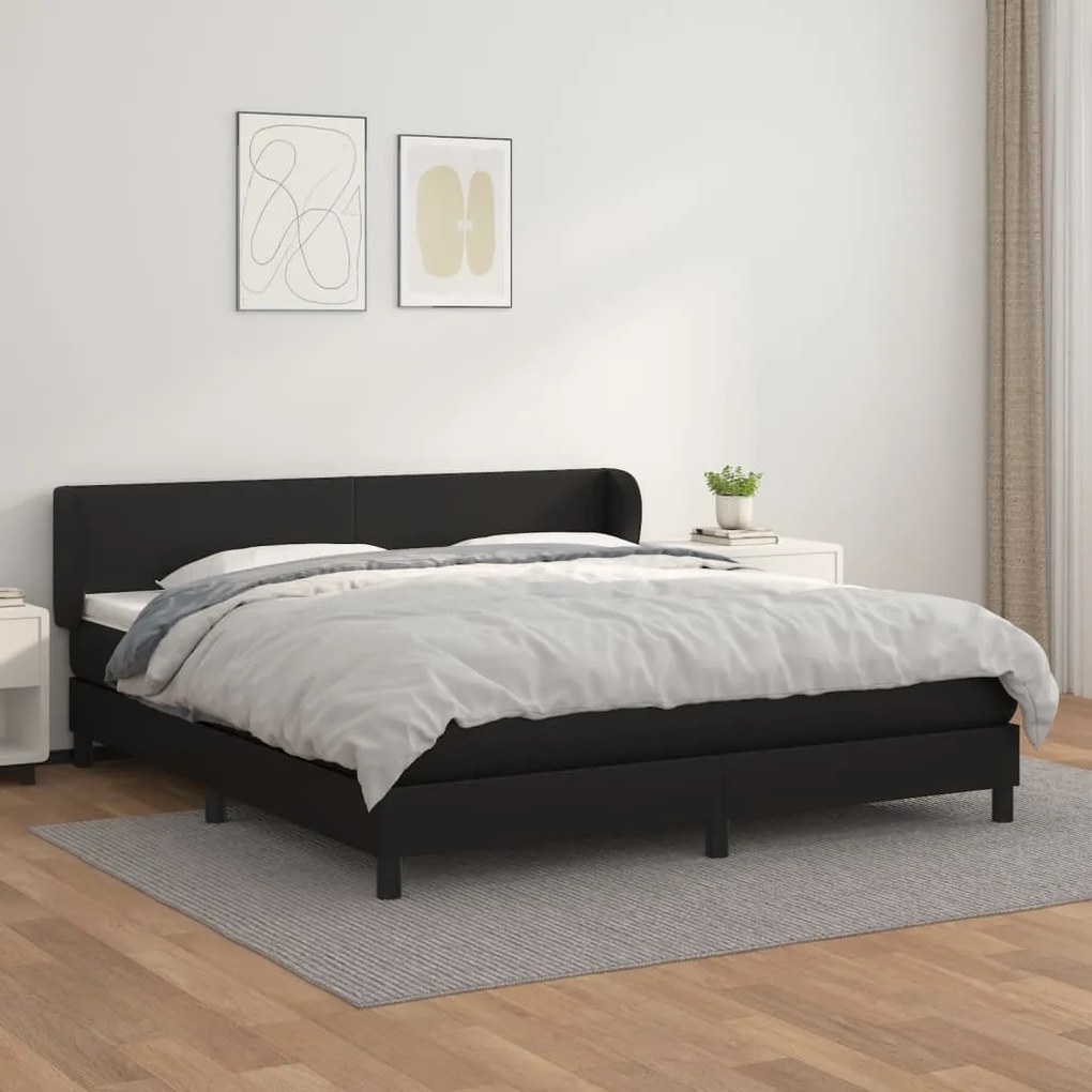 Box spring postel s matrací černá 160x200 cm umělá kůže 3127199