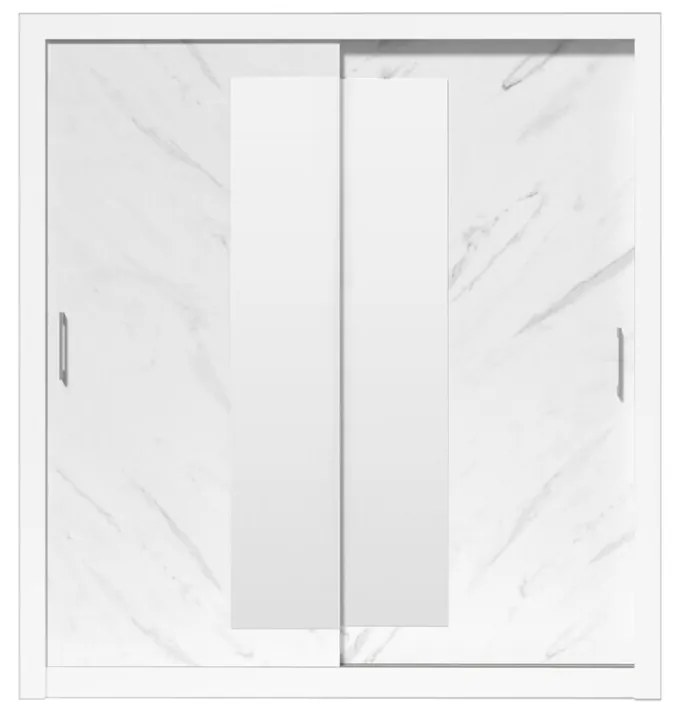 Meblar Šatní skříň se zrcadlem IN BOX 200 cm - bílá, mramor
