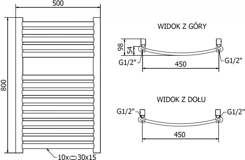 Mexen Helios, elektrické topné těleso 800 x 500 mm, 300 W, zlatá lesklá, W103-0800-500-2300-50