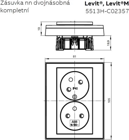 ABB Levit dvojzásuvka bílá/bílá 5513H-C02357 03
