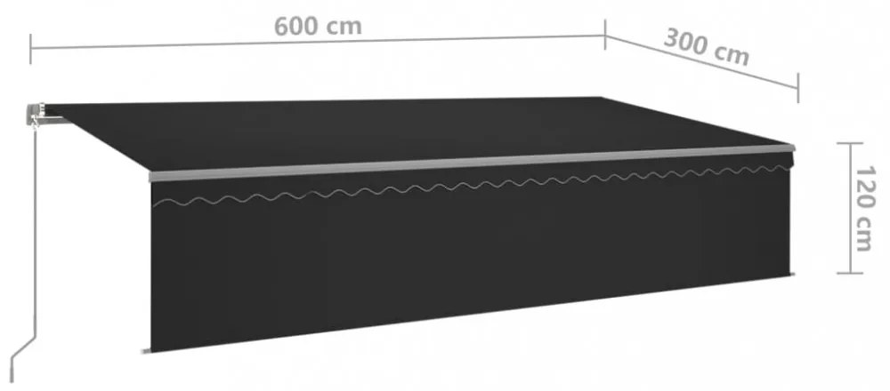 Ručně zatahovací markýza s roletou a LED 600x300 cm Dekorhome Hnědá / oranžová