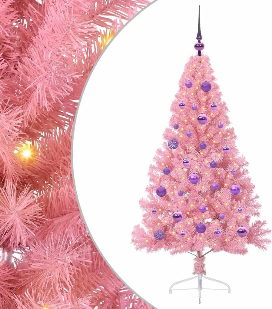 Umělý osvětlený vánoční stromeček Růžová 150 cm PVC 3397069