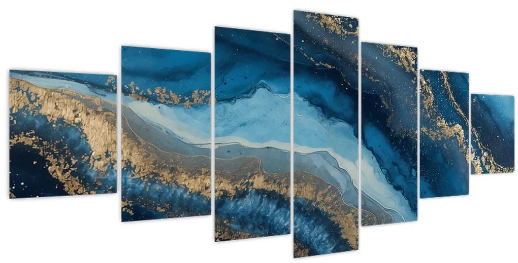 Obraz - Modrá mramorová abstrakce (210x100 cm)