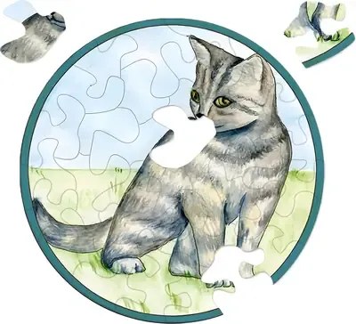 CURIOSI Kulaté puzzle Picoli: Kočka / 33 dílků / průměr 9 cm