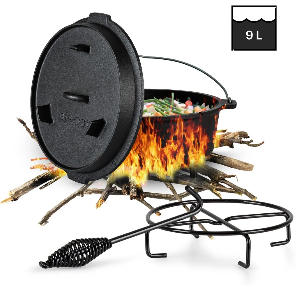 Guernsey, prémiový litinový hrnec, 9.0 barbecue hrnec, litina, nožičky, velikost L/9 l