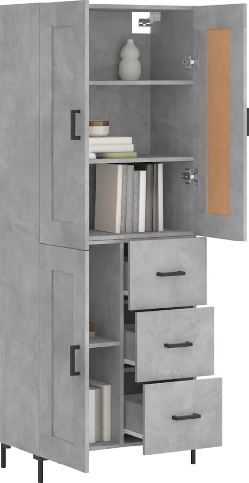 Skříň highboard betonově šedá 69,5x34x180 cm kompozitní dřevo 3200005