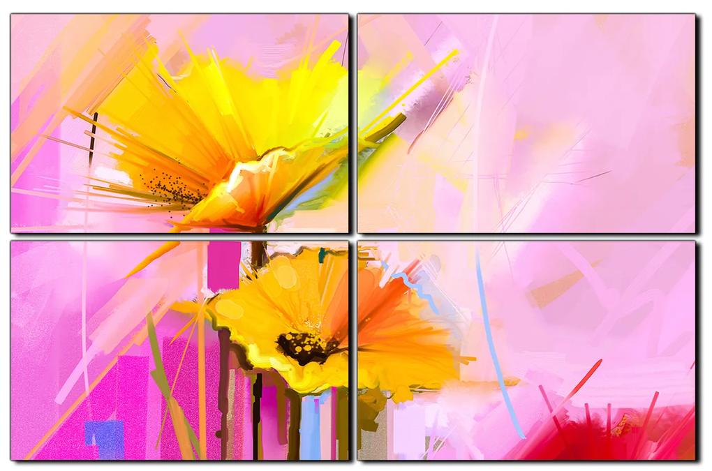 Obraz na plátně - Abstraktní malba, jarní květiny reprodukce 1269E (90x60 cm)
