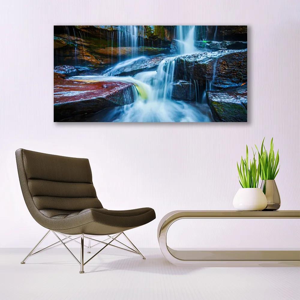 Plexisklo-obraz Skály Vodopád Řeka Příroda 120x60 cm