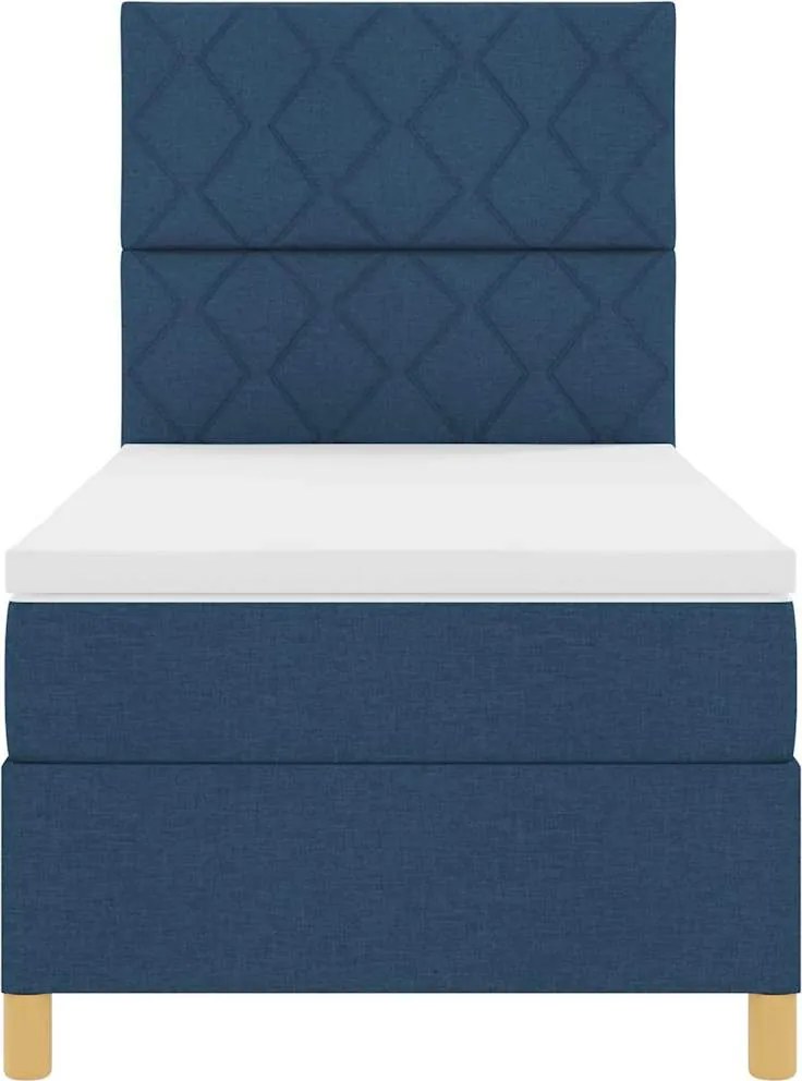 Postel s boxspringem s čelo Modrá 90 x 190 cm textil 3339664