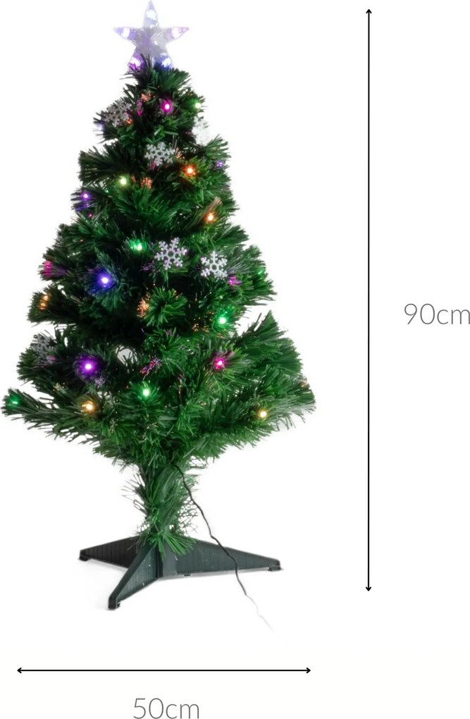 Umělý vánoční stromeček s osvětlením a hvězdou, 90 cm