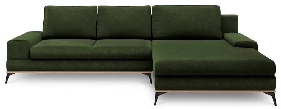 Lahvově zelená rozkládací rohová pohovka Windsor &amp; Co Sofas Planet, pravý roh