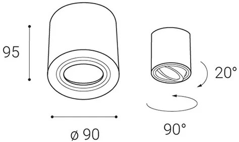 LED2 1160231 Roll, bílé stropní válečkové bodové svítidlo, 6W LED 3000K, průměr 9cm