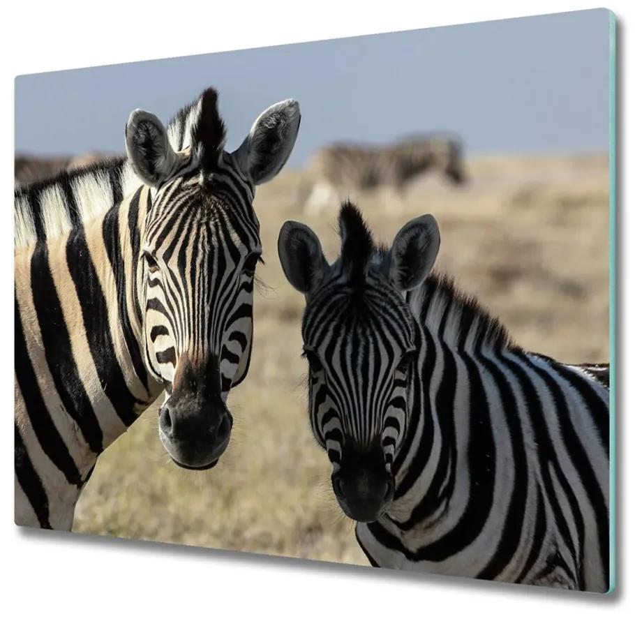 Skleněná krájecí deska Dvě zebry 60x52 cm