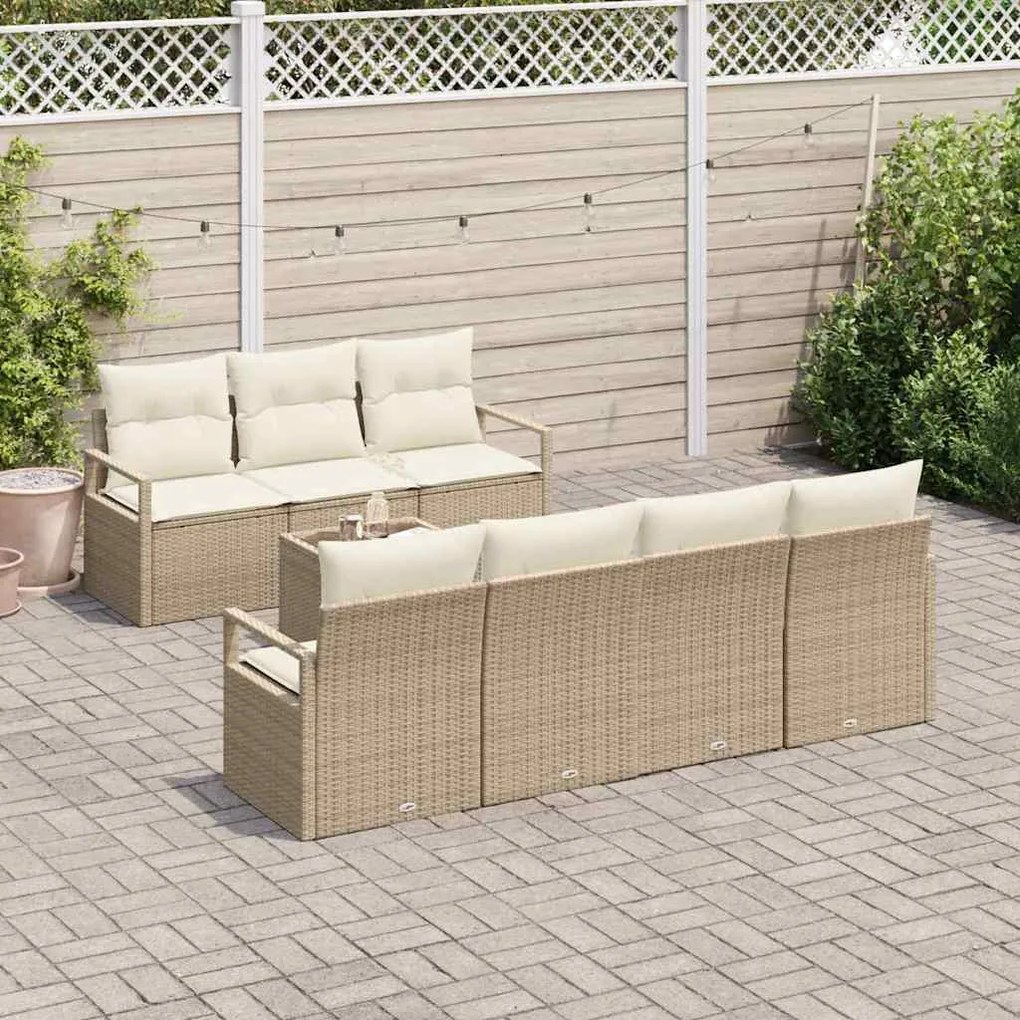 Set pohovek 8 ks 7-Počet míst Béžová a krémová polyratan 3346291