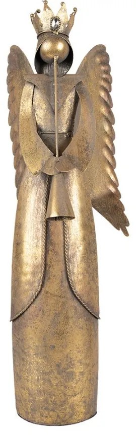 Zlatá antik kovová dekorace anděl Christmas Angel - 20*16*52 cm