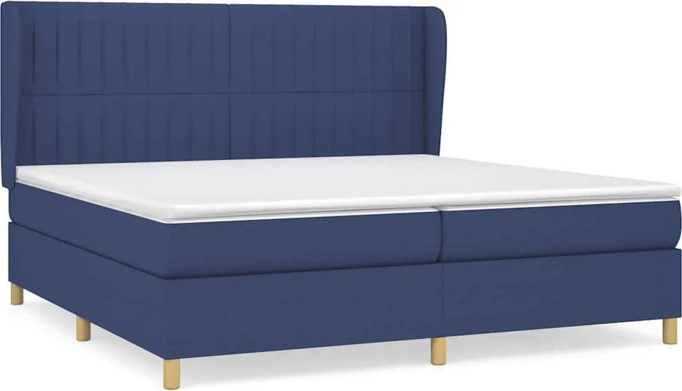 Box spring postel s matrací modrá 200x200 cm textil 3128715