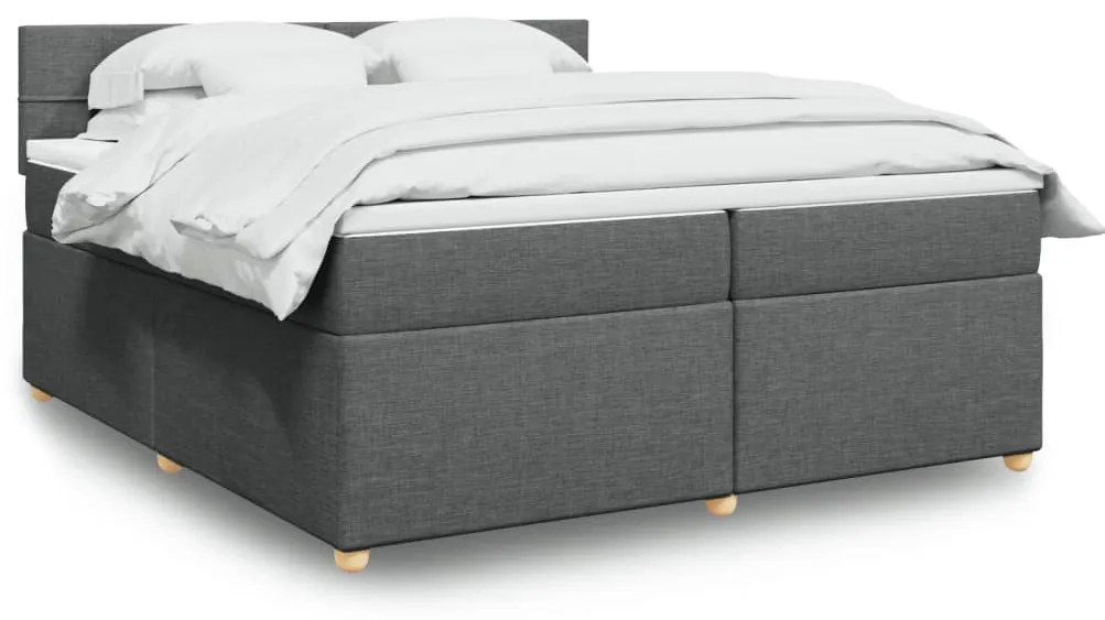 Box spring postel s matrací tmavě šedá 200x200 cm textil 3289088