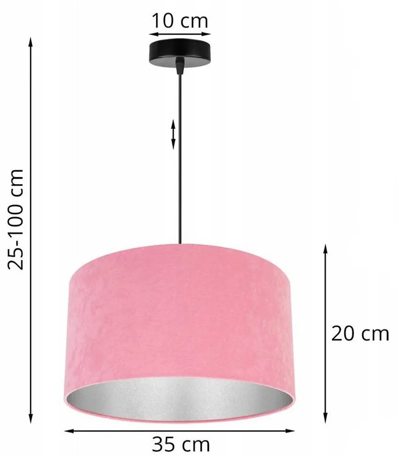 Závěsné svítidlo MEDIOLAN, 1x růžové/chromové textilní stínítko, (výběr ze 2 barev konstrukce)