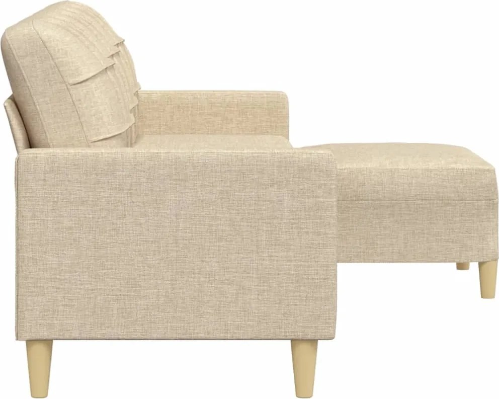 3místná pohovka s podnožkou krémová 210 cm textil 3278251