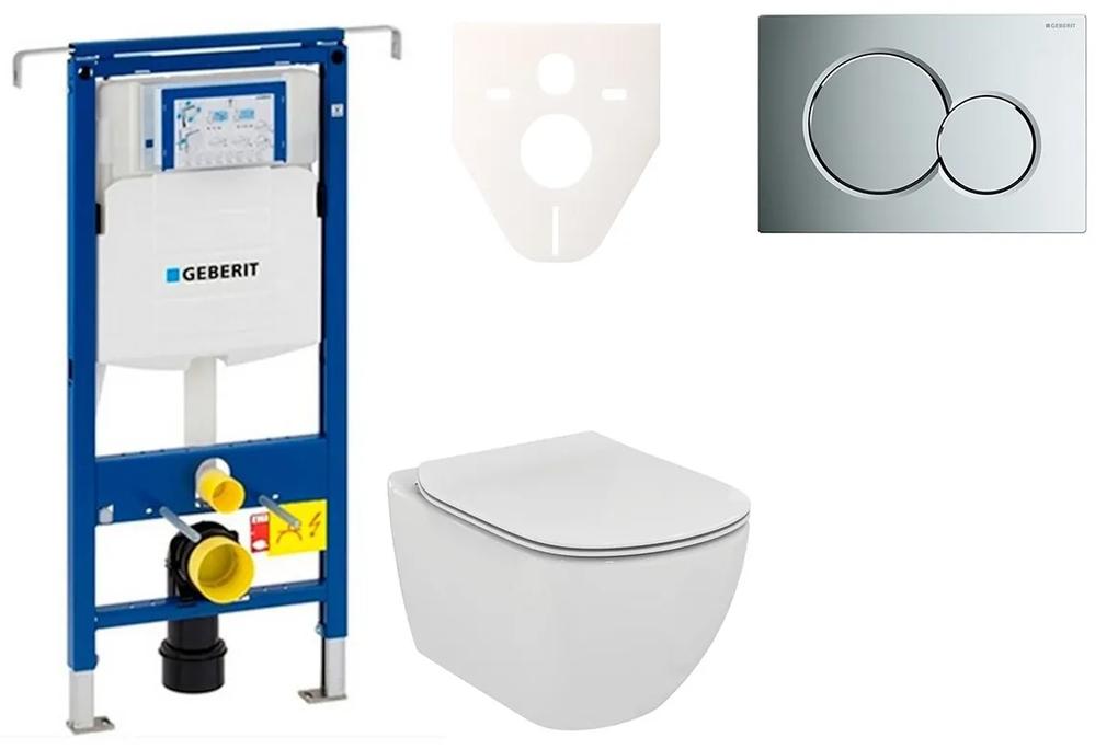 Cenově zvýhodněný závěsný WC set Geberit do lehkých stěn / předstěnová montáž+ WC Ideal Standard Tesi 111.355.00.5NE2